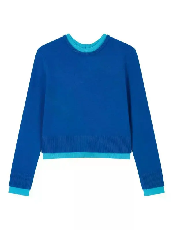 STUDIO TOMBOY Layered Round-neck Sweater - Blue