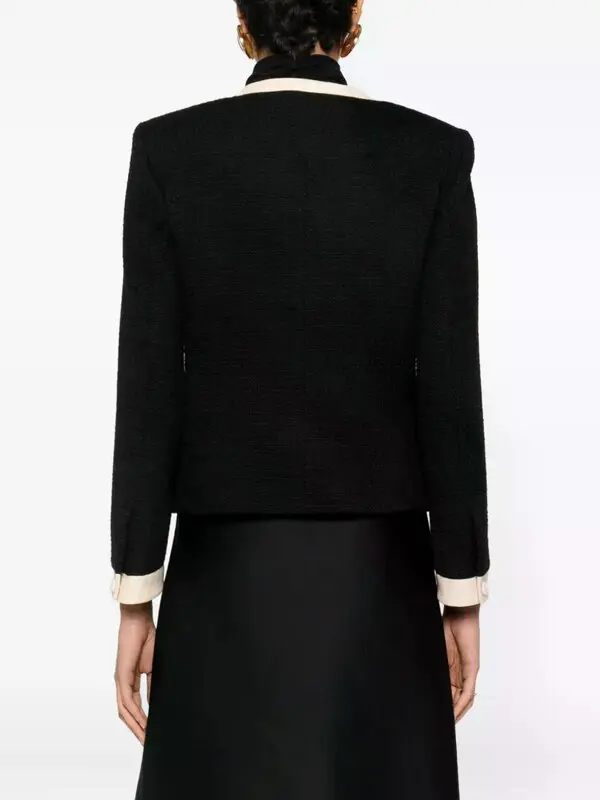 Valentino Garavani Textured Tweed Jacket With Contrasting Trim And Bow Detail