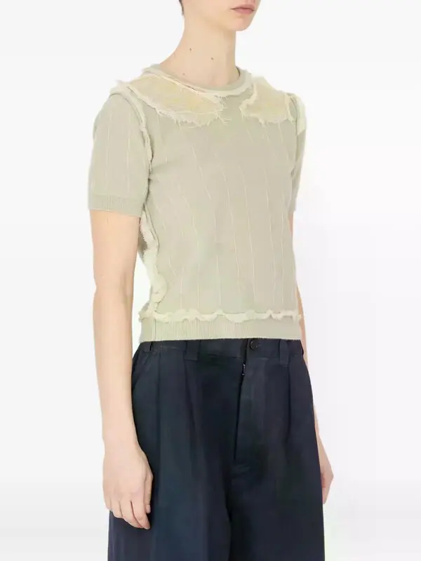 MAISON MARGIELA Ribbed Knit Top With Frayed Edges