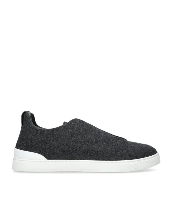 Zegna Oasi Cashmere Triple Stitch Sneakers - Grey