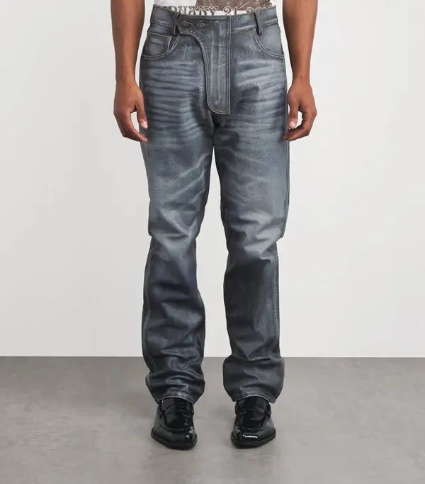 424 Denim-effect Leather Trousers