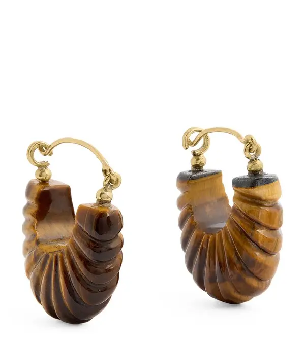 Ulla Johnson Tiger Eye Zora Hoop Earrings - Brown