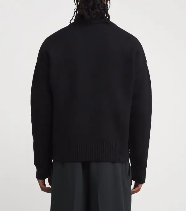 AMI Paris Virgin Wool Rollneck Sweater - Black