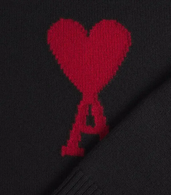 AMI Paris Virgin Wool Rollneck Sweater - Black