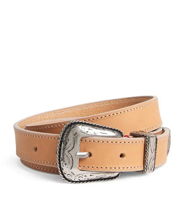 Eleventy Nubuck Leather Belt - Beige