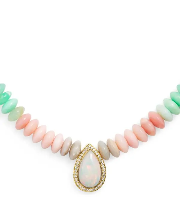 Jacquie Aiche Yellow Diamond, And Opal Necklace - Gold