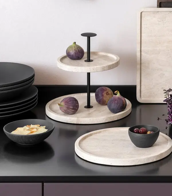 VILLEROY & BOCH Manufacture Travertine Cake Stand - Beige