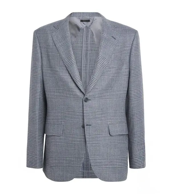 Brioni Wool-silk Houndstooth Check Blazer