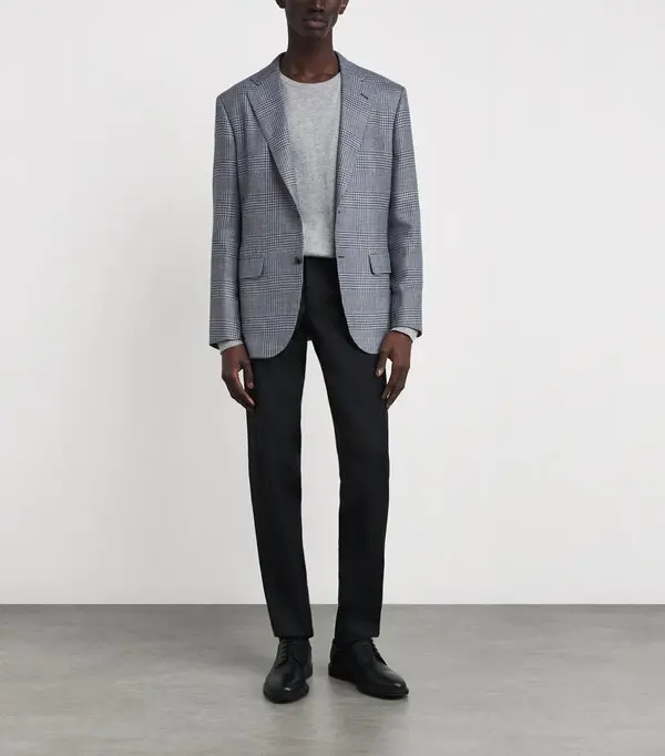 Brioni Wool-silk Houndstooth Check Blazer