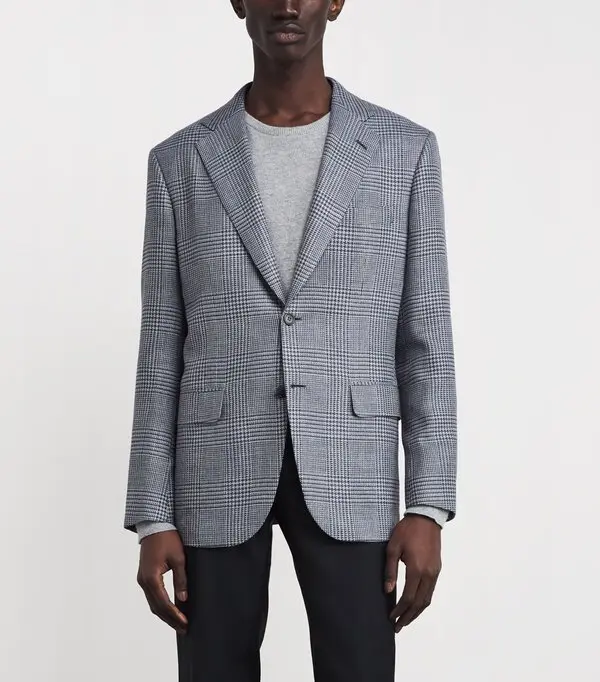 Brioni Wool-silk Houndstooth Check Blazer