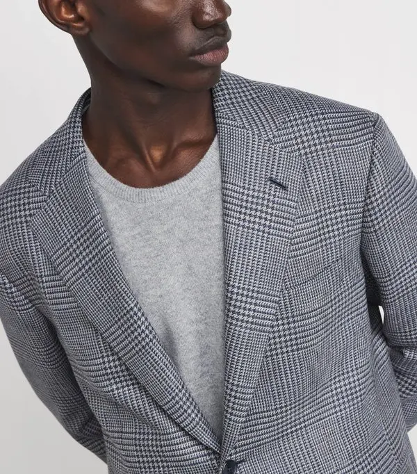 Brioni Wool-silk Houndstooth Check Blazer