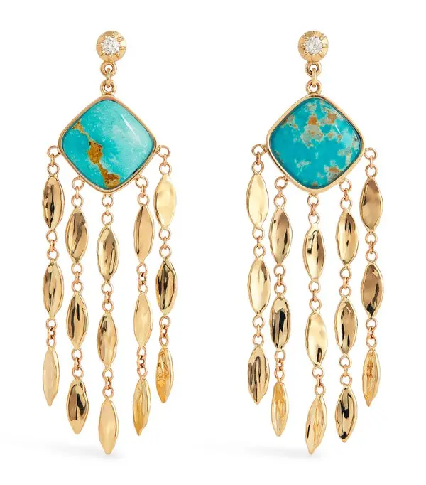 Jacquie Aiche Yellow Diamond, And Turquoise Sophia Earrings - Gold