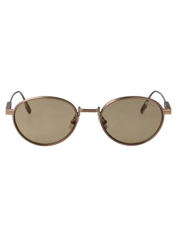Zegna Ez0287 Round Frame Sunglasses - Bronzo Chiaro Op / Marrone
