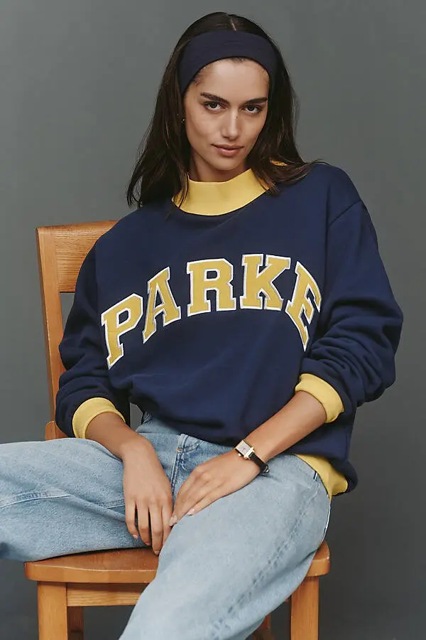 PARKE Varsity Mock-neck Sweatshirt - Denim Maize
