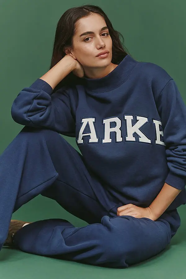PARKE Varsity Mock-neck Sweatshirt - Denim Navy