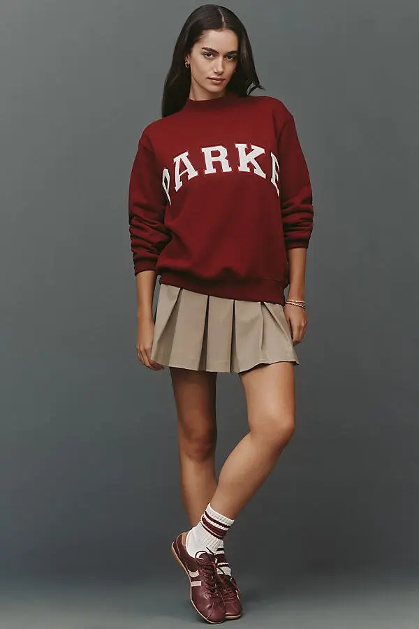 PARKE Varsity Mock-neck Sweatshirt - Maroon