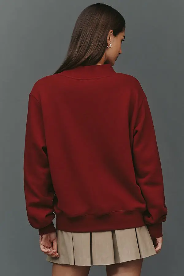 PARKE Varsity Mock-neck Sweatshirt - Maroon
