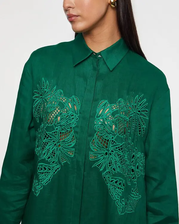 Max Mara Megaton Embroidered Shirt Dress