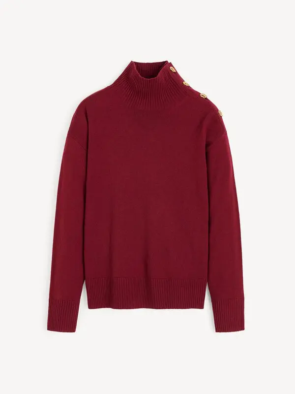 BY MALENE BIRGER Wool Sweater With Buttoned Shoulder - Cabernet