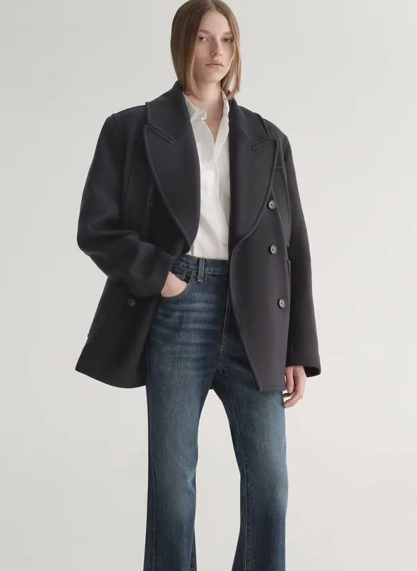 A.L.C. Rowan Wool Melton Pea Coat - Deep Navy