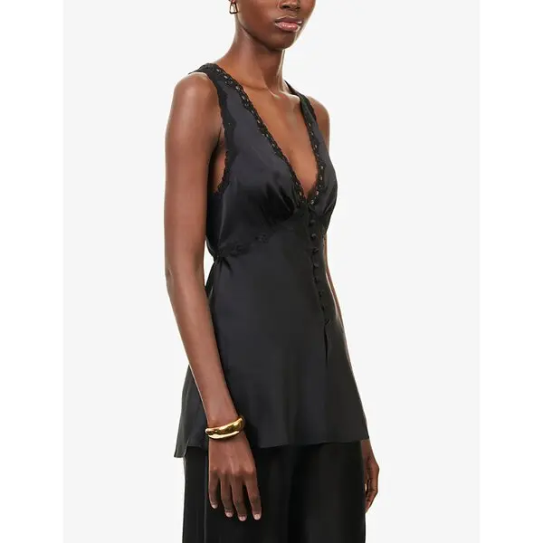 REFORMATION Addie V-neck Silk Top