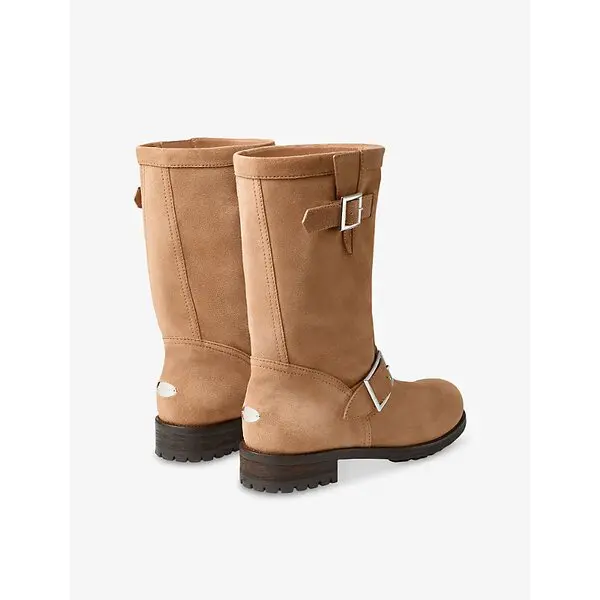JIMMY CHOO Biker Mid Velvet-suede Boots - Toffee