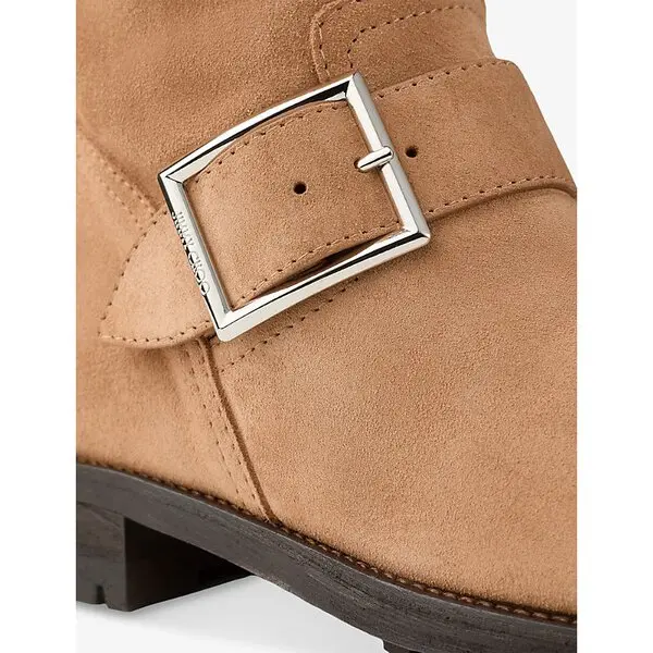 JIMMY CHOO Biker Mid Velvet-suede Boots - Toffee
