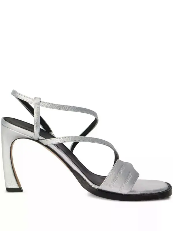 Off-White Zip Tie Loop High Heel Sandals - Silver