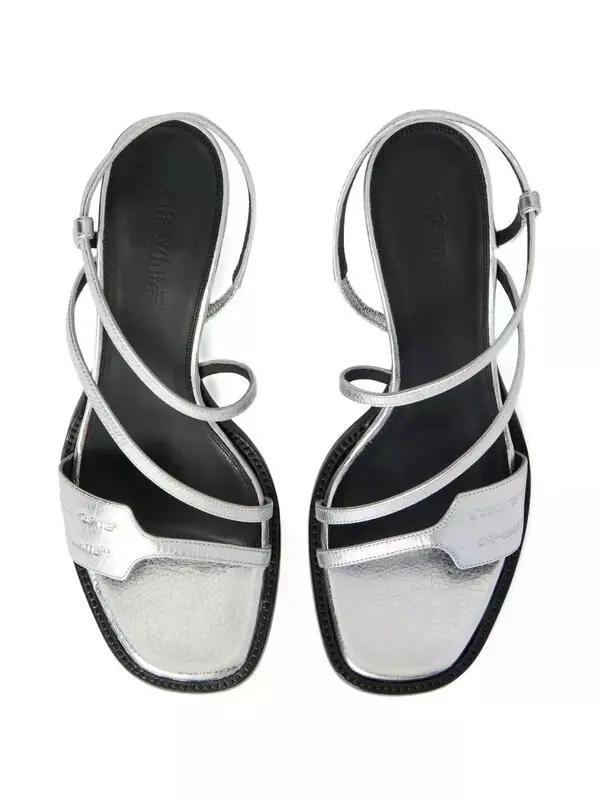 Off-White Zip Tie Loop High Heel Sandals - Silver