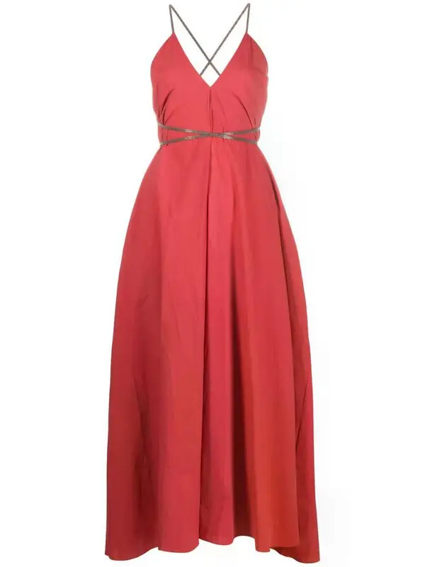 Brunello Cucinelli Open-back Cotton Maxi Dress