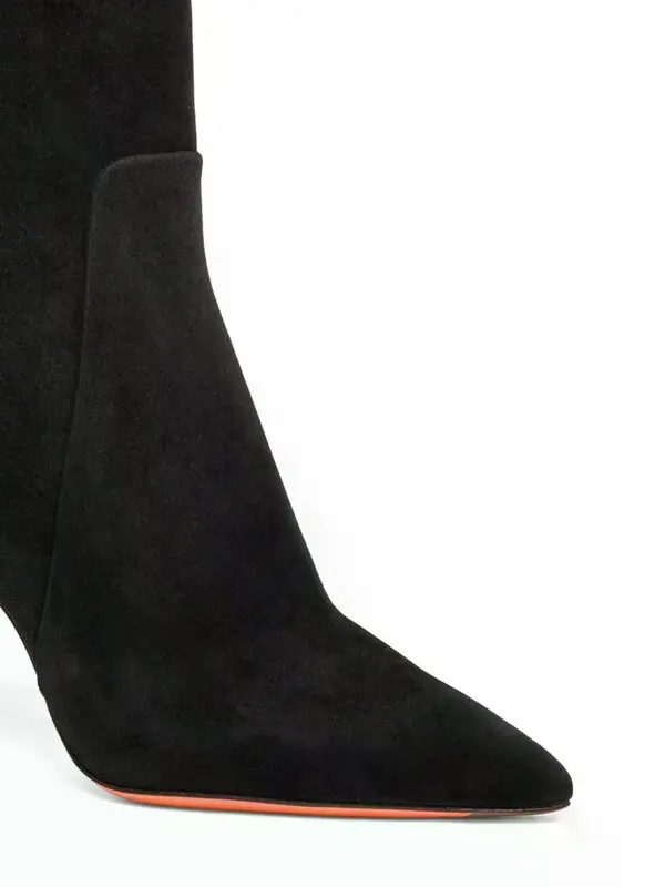 Santoni High-heel Suede Boots - Black