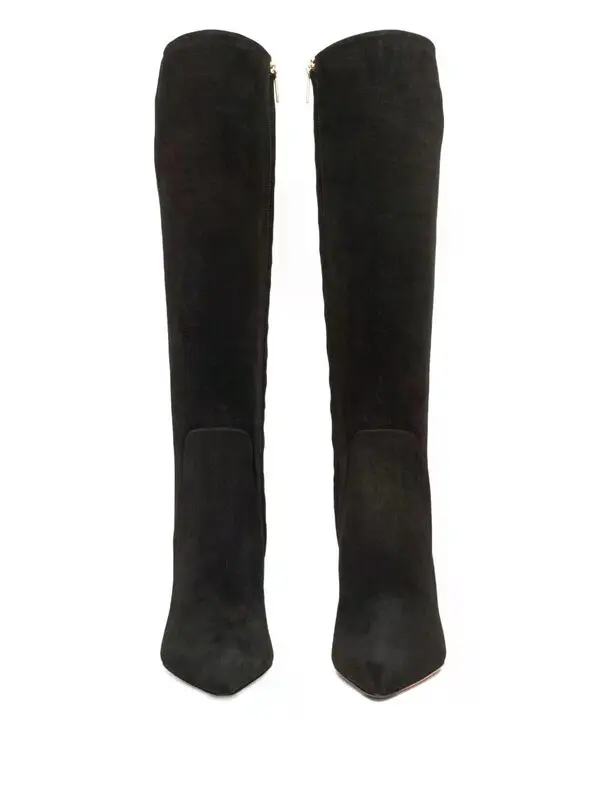 Santoni High-heel Suede Boots - Black