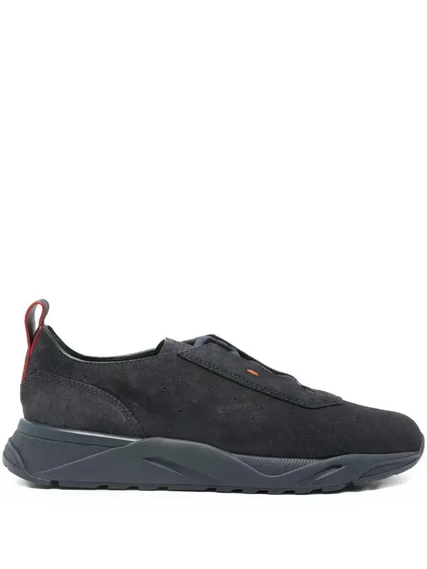 Santoni Suede Lace-up Sneakers - Blue