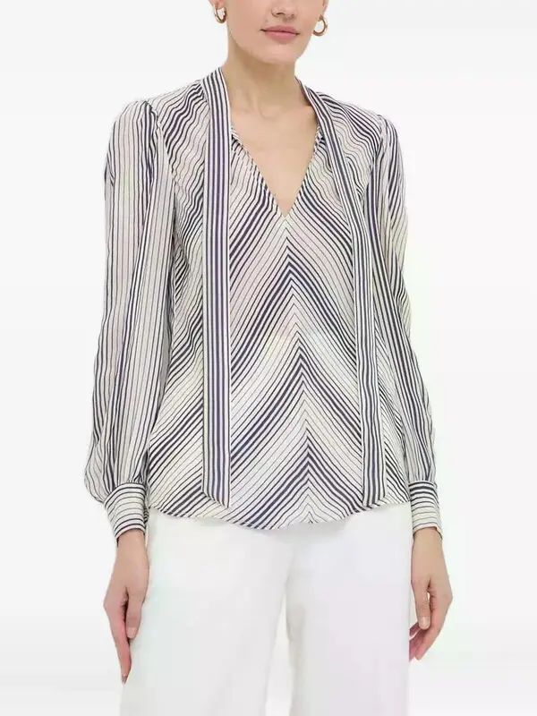 TWINSET Striped Tie-neck Blouse