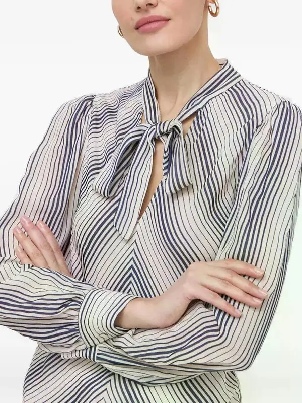TWINSET Striped Tie-neck Blouse