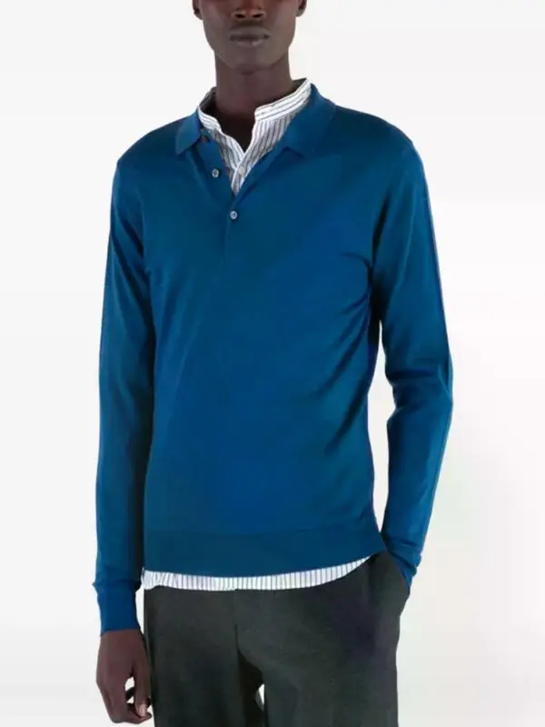 John Smedley Belper Long-sleeve Polo Shirt - Blue