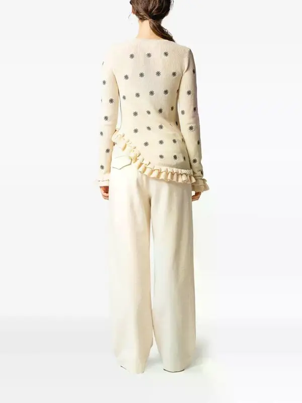MULLER OF YOSHIOKUBO Floral Ruffled Top - Neutrals