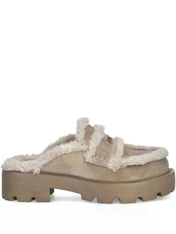 Guess 45mm Yaneta Logo Faux-fur Mules - Neutrals