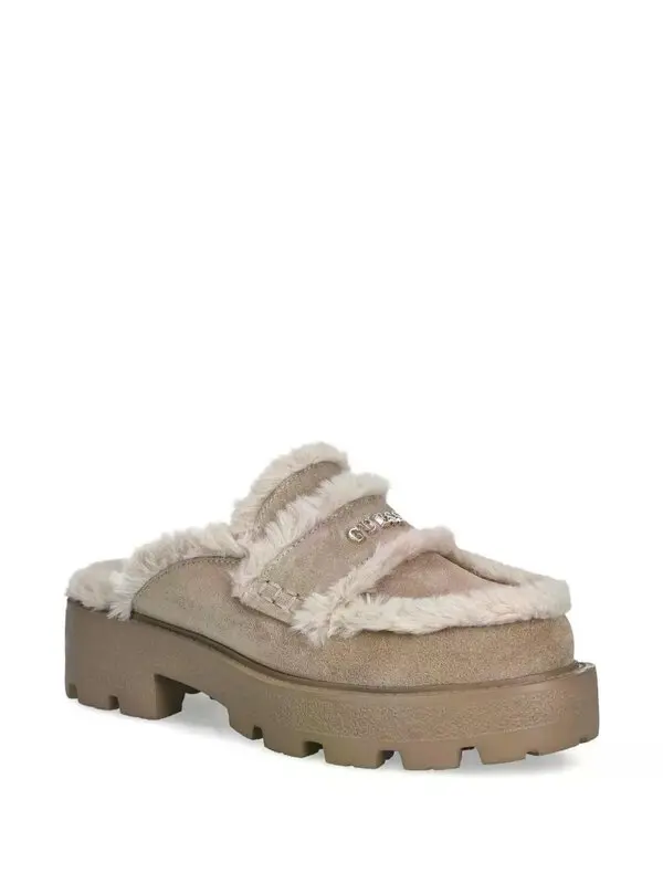 Guess 45mm Yaneta Logo Faux-fur Mules - Neutrals