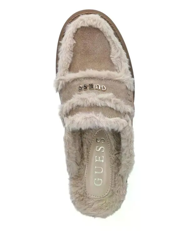 Guess 45mm Yaneta Logo Faux-fur Mules - Neutrals