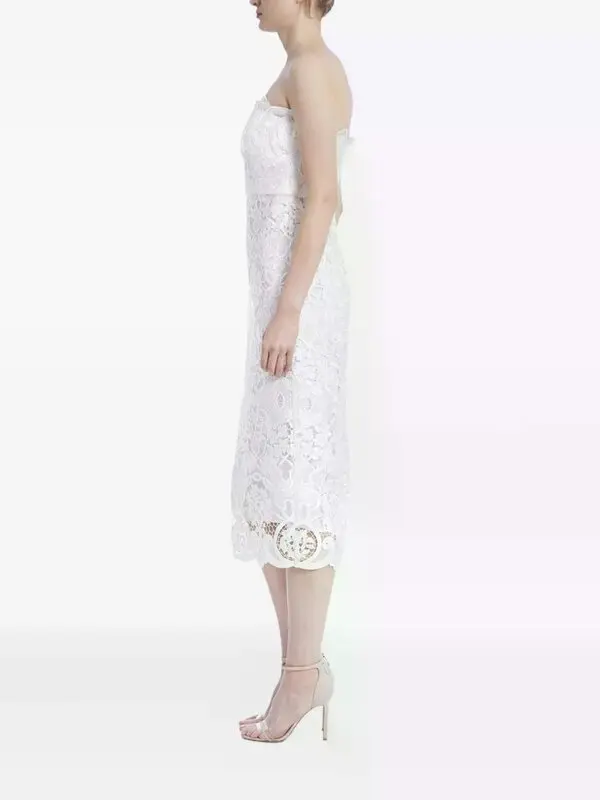 Badgley Mischka Lace Strapless Dress - White | Editorialist