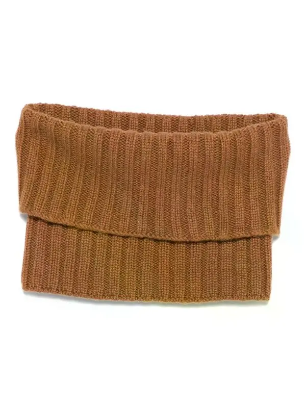 DELL'OGLIO Ribbed Scarf - Brown