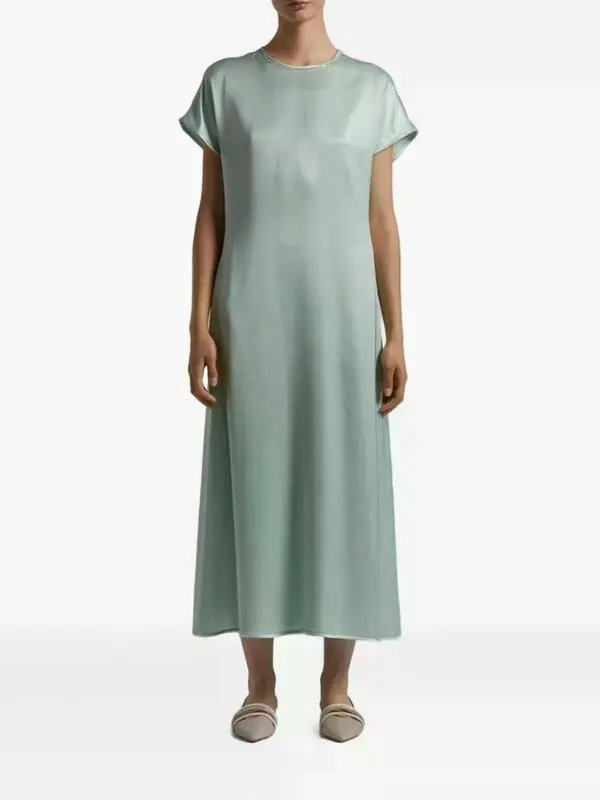 Peserico Cap-sleeve A-line Satin Dress - Green