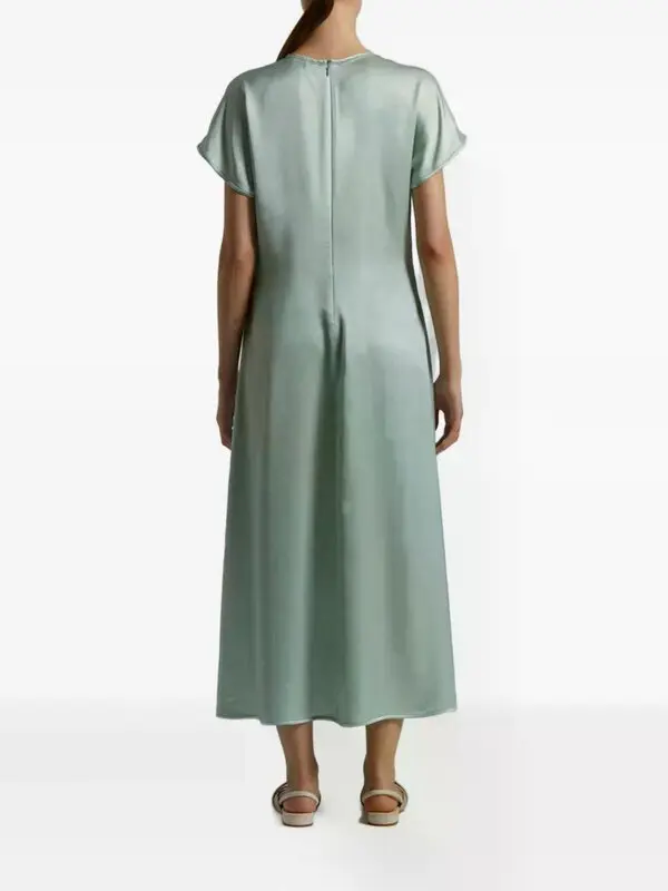 Peserico Cap-sleeve A-line Satin Dress - Green