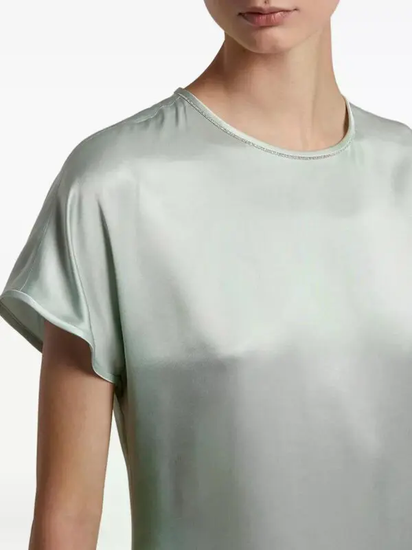 Peserico Cap-sleeve A-line Satin Dress - Green