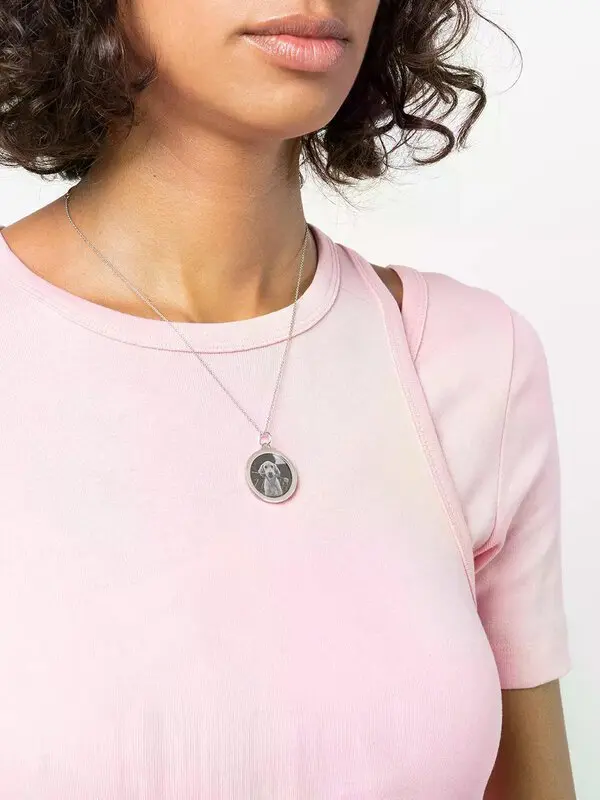 Monica Rich Kosann Round Mosaic Half Locket Necklace