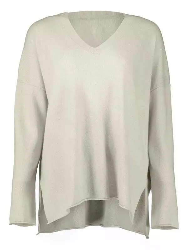 ALLUDE V-neck Side-split Sweater