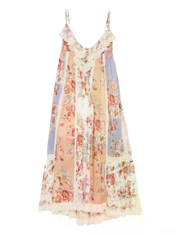 Zimmermann Floral Lace Midi Dress - Neutrals