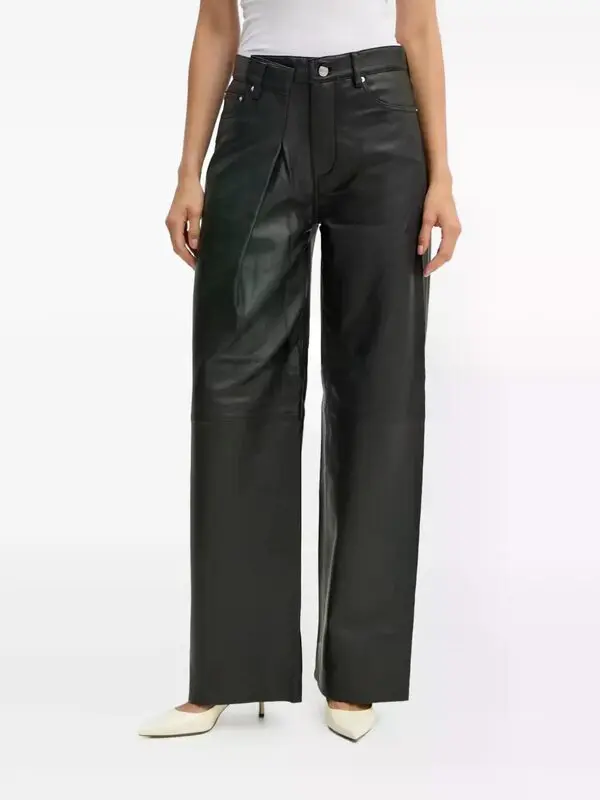 WON HUNDRED Pleated-front Leather Trousers