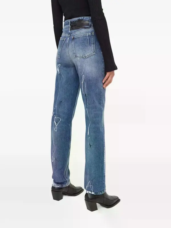 WON HUNDRED Paint Detail Straight Leg Jeans